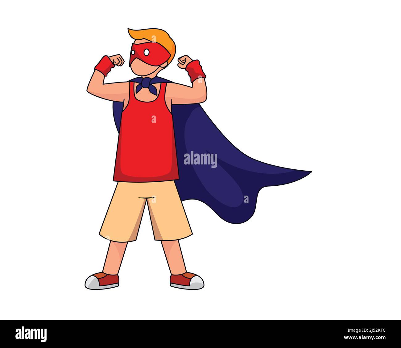 a Boy Wearing Mask and Cloak as Symbolization of Superhero Vector Stock ...