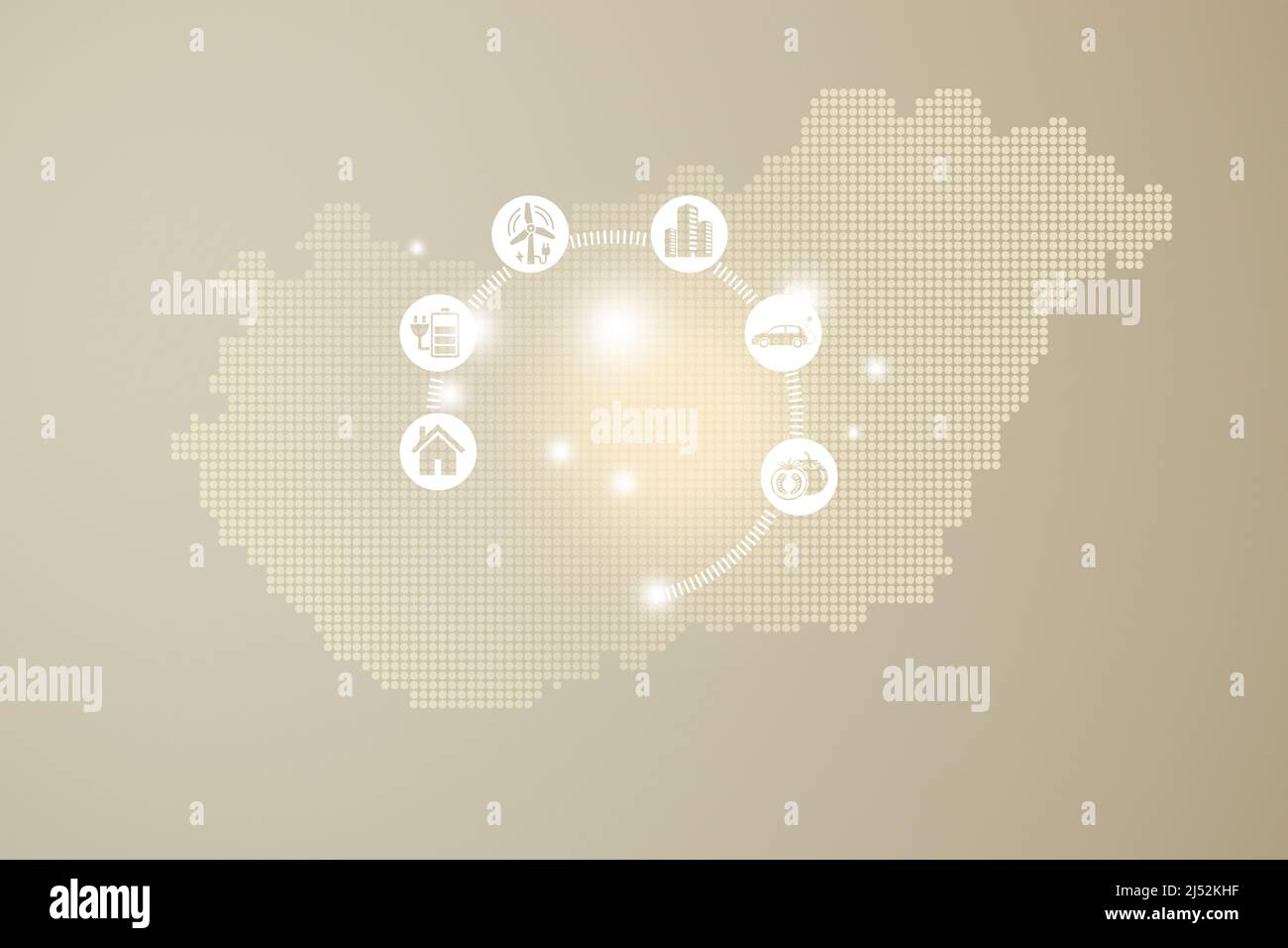 Energy innovation with future industry of power generation icons ...