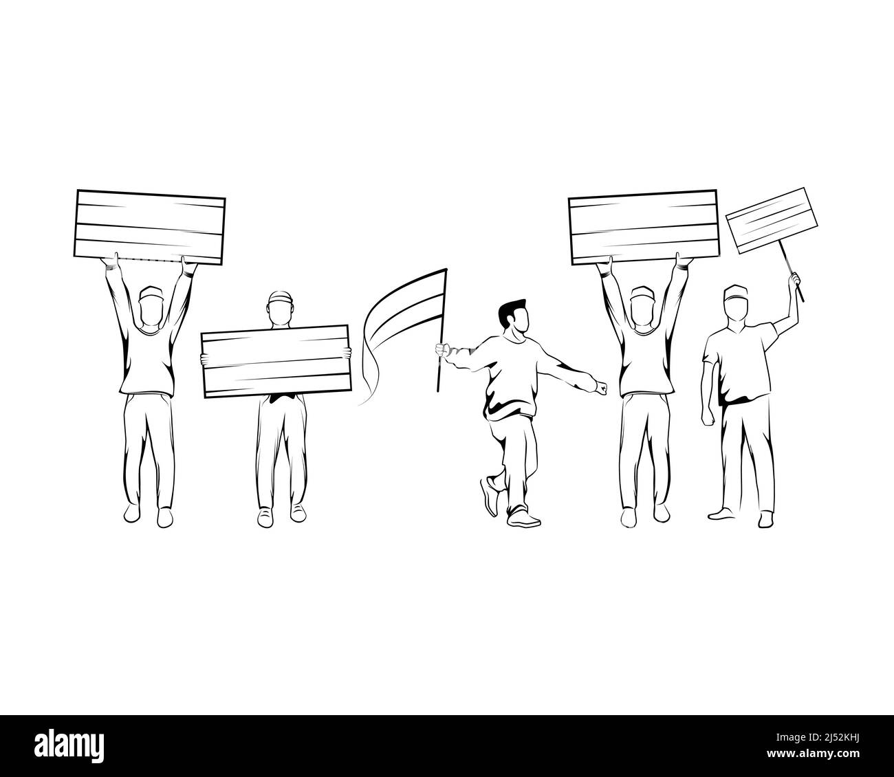 People Demonstration Illustration with Silhouette Style Vector Stock ...