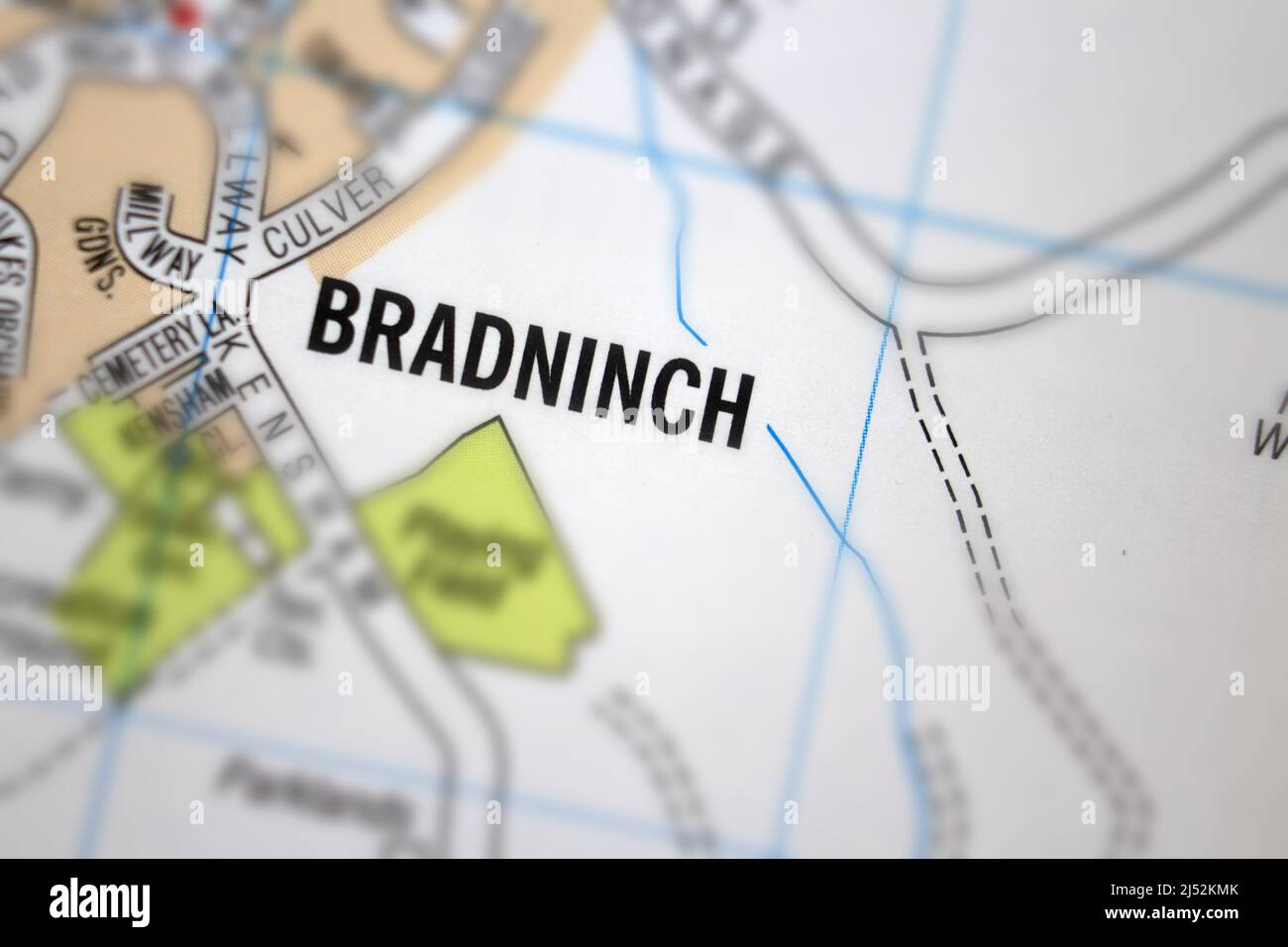 Bradninch village - Devon, United Kingdom colour atlas map town name ...