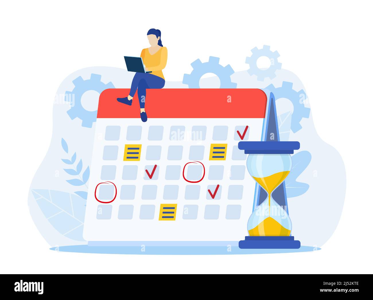 little people characters make an online schedule Stock Vector Image ...