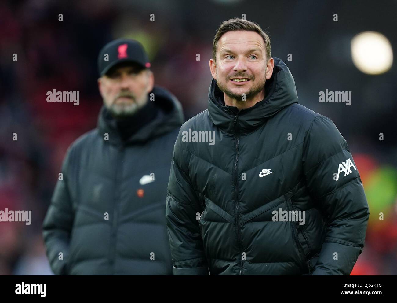 Liverpool manager Jurgen Klopp and assistant Pepijn Linders during the ...
