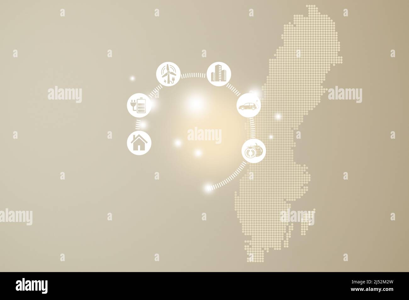 Energy innovation with future industry of power generation icons graphic interface. Interactive ...