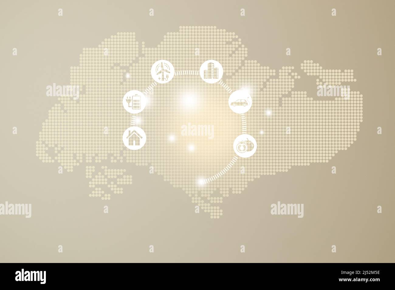 Energy innovation with future industry of power generation icons ...