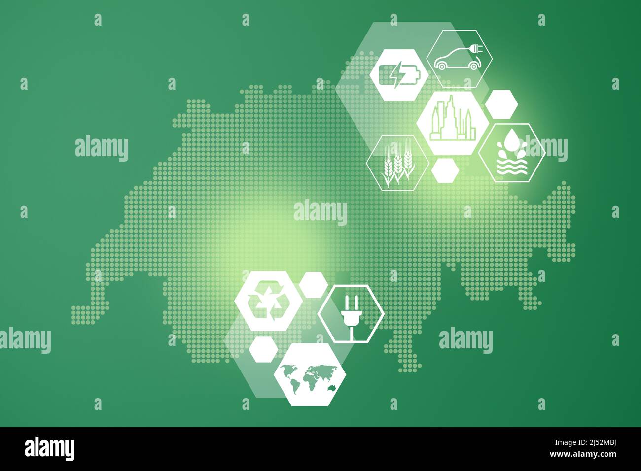 Energy innovation with future industry of power generation icons ...