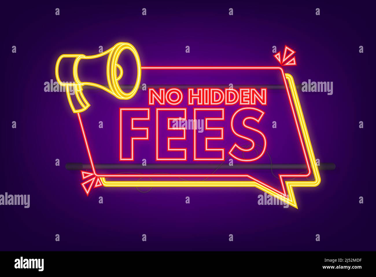 No Hidden Fees. Money guarantee neon. Make mark lack of fees. Vector ...