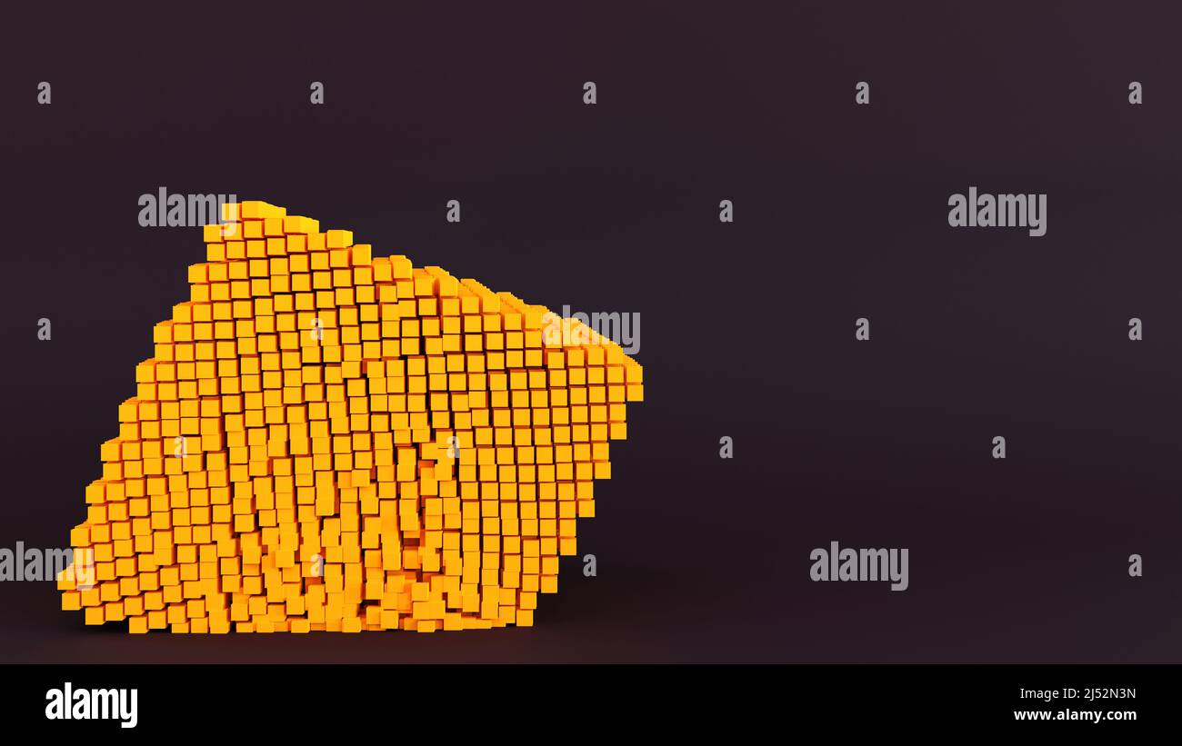 Breaking cubes abstract 3D render. Minimalistic background, isolated ...