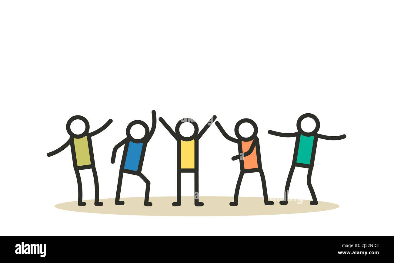Group person friend together boy and girl vector illustration. Happy ...