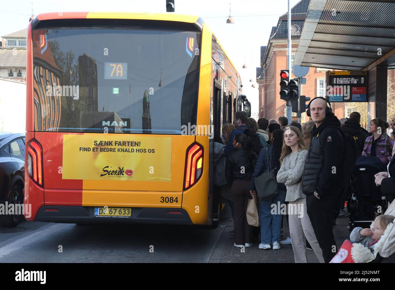 Copenhagen/Denmark/19 April 2022/.Public bus transport system ...