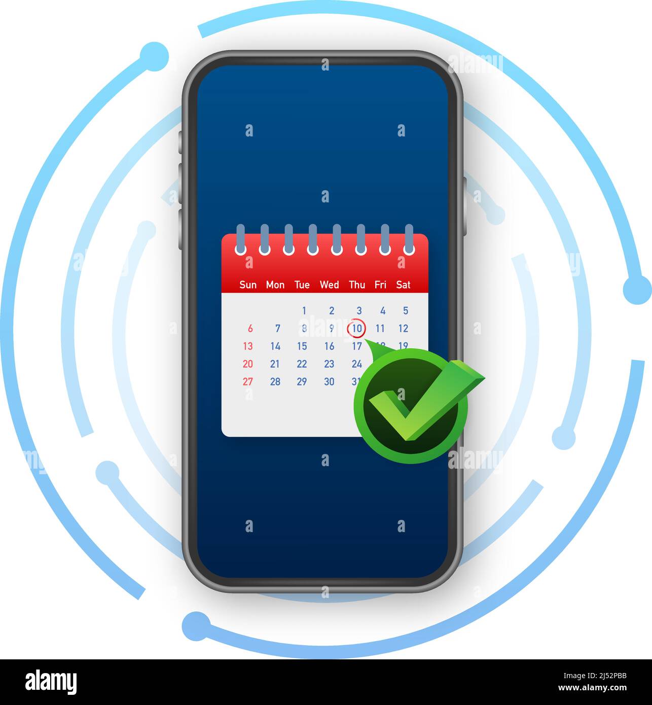 Calendar with checkmark or tick. Approved or schedule date. Vector ...