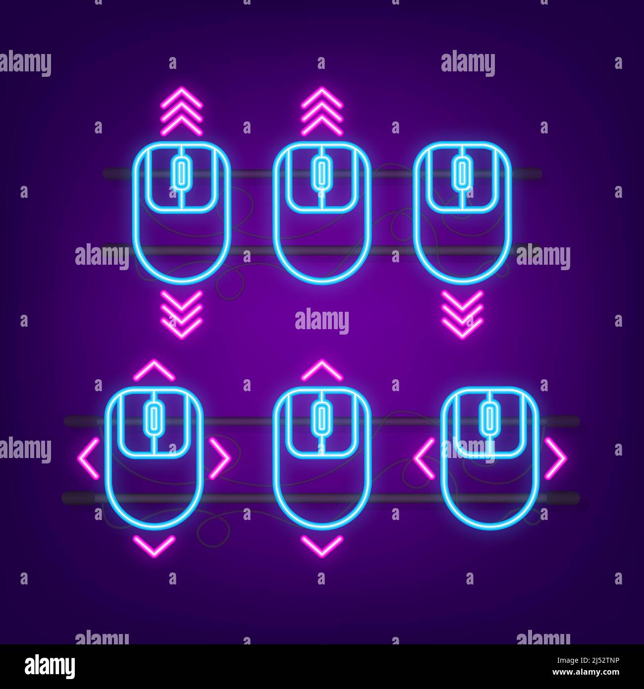 Scrolling mouse neon icon. Landing page. Computer mouse. Vector stock ...