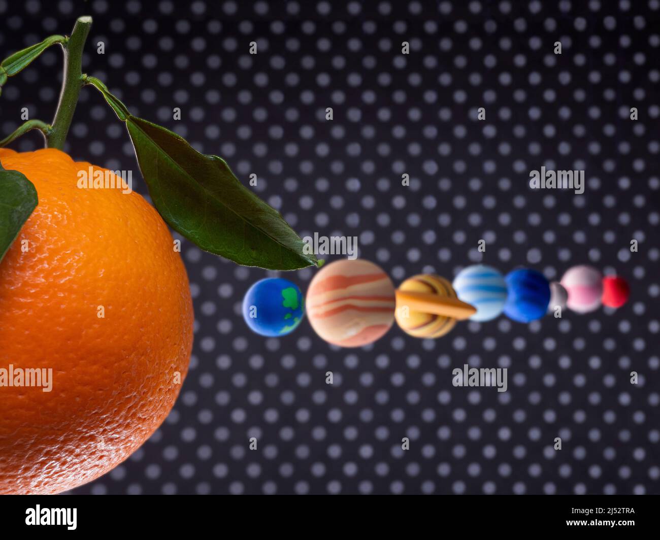 Conceptual solar system with planets in a row Stock Photo - Alamy
