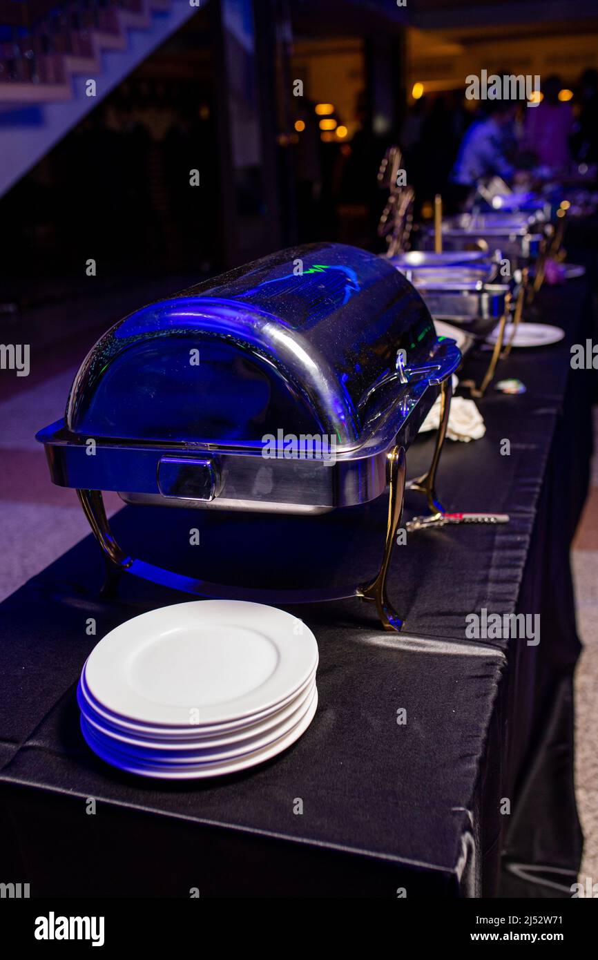metal marmites for catering at the event Stock Photo - Alamy