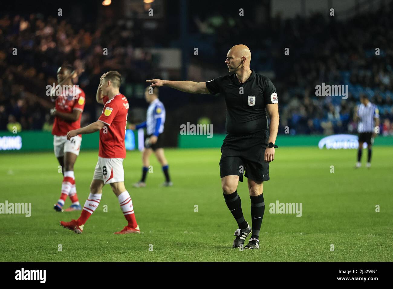 Referee Charles Breakspear awards Sheffield Wednesday a penalty Stock ...