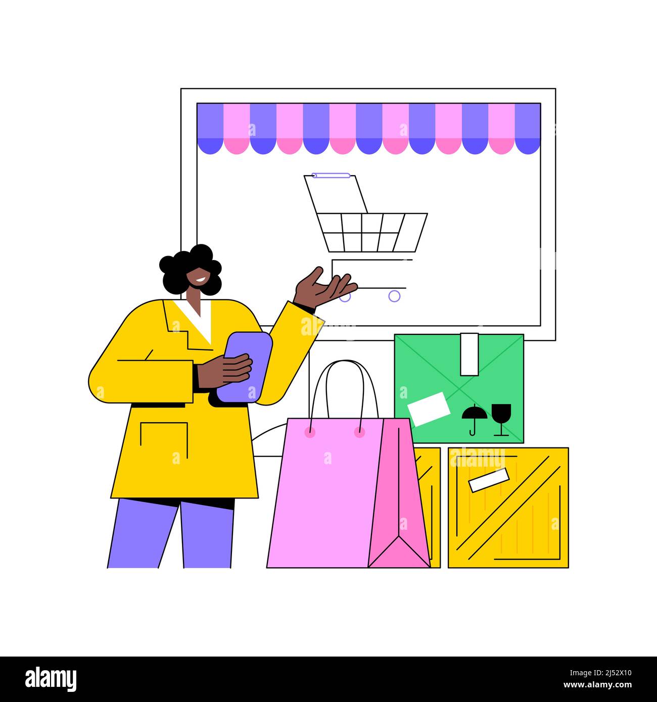 Drop-shipper receives order abstract concept vector illustration ...