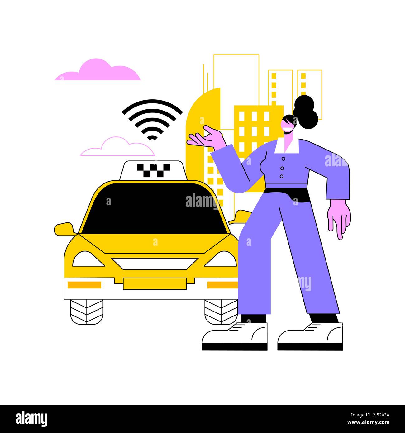 Autonomous taxi abstract concept vector illustration. Self driving taxi ...