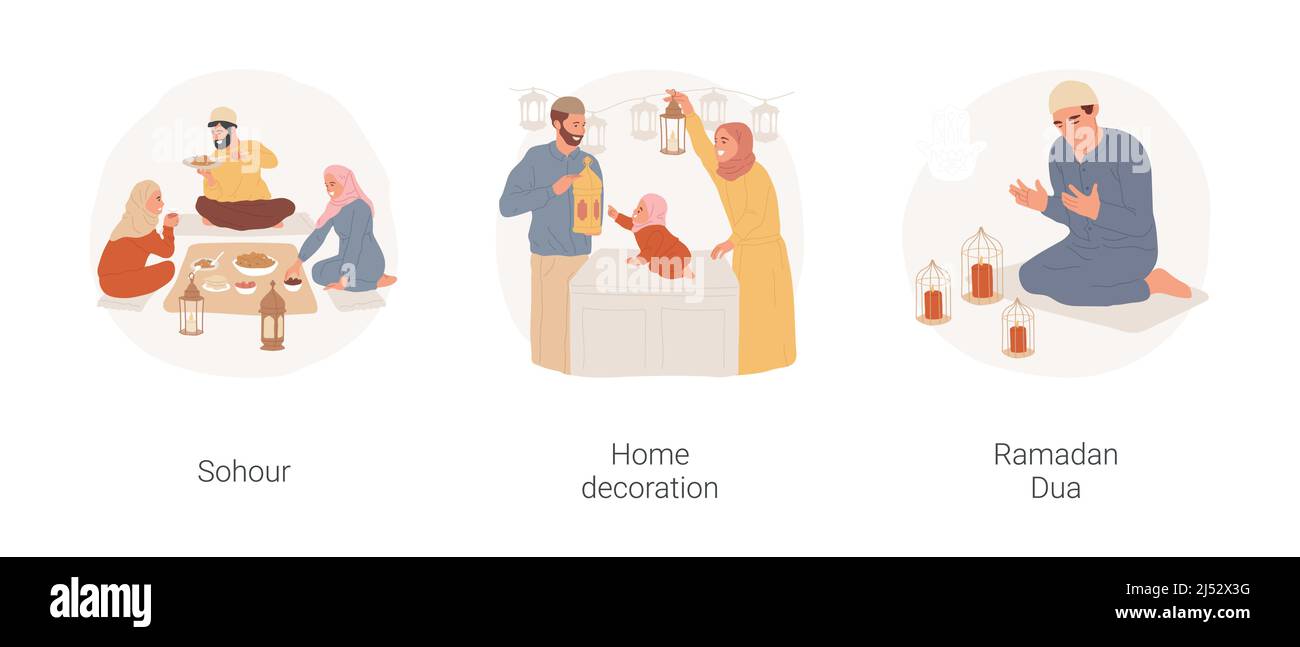 Ramadan isolated cartoon vector illustration set. Islamic festival ...