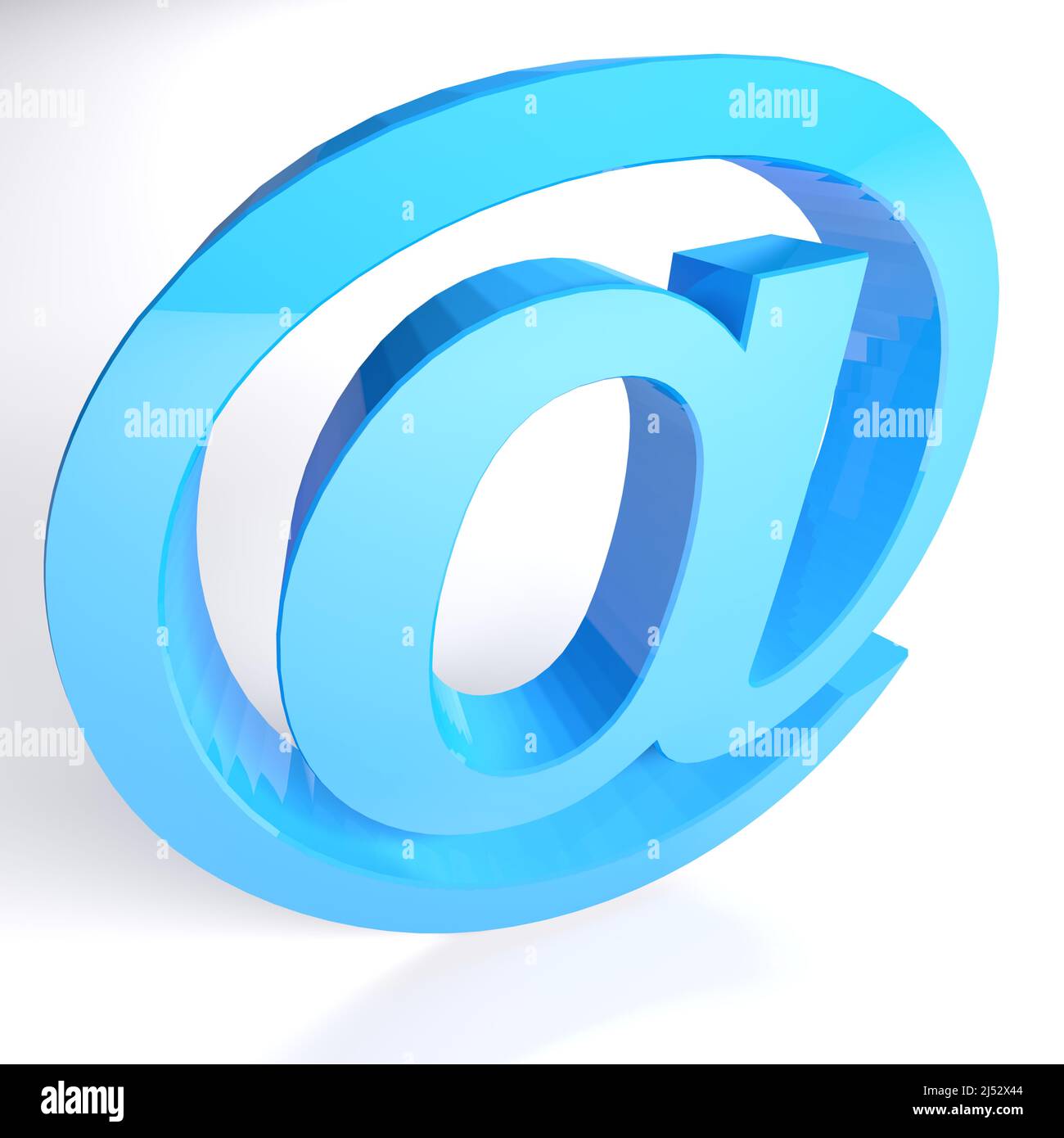 At symbol in blue glossy material on white background - 3D rendering ...