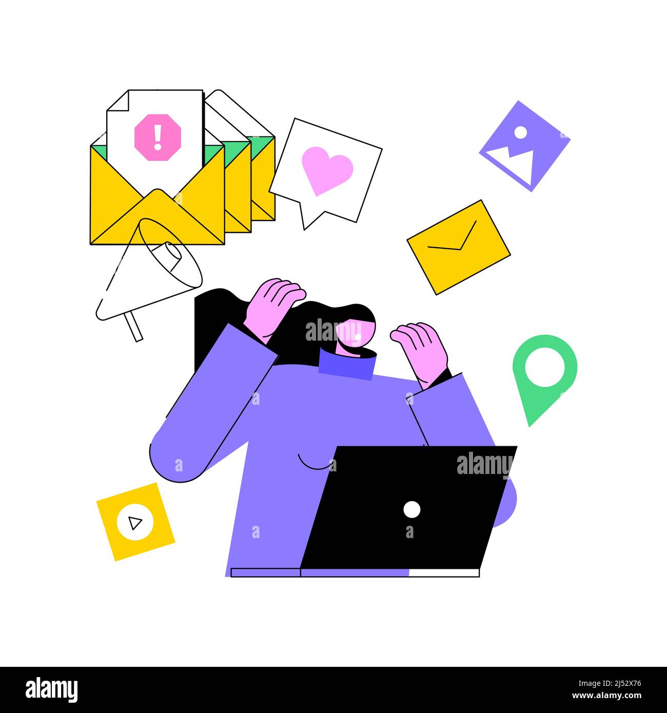 Digital overload abstract concept vector illustration. Overcome ...