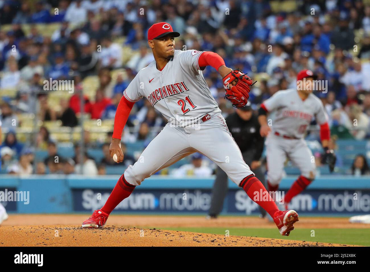 Los Angeles, United States. 16th Apr, 2022. Cincinnati Reds pitcher ...