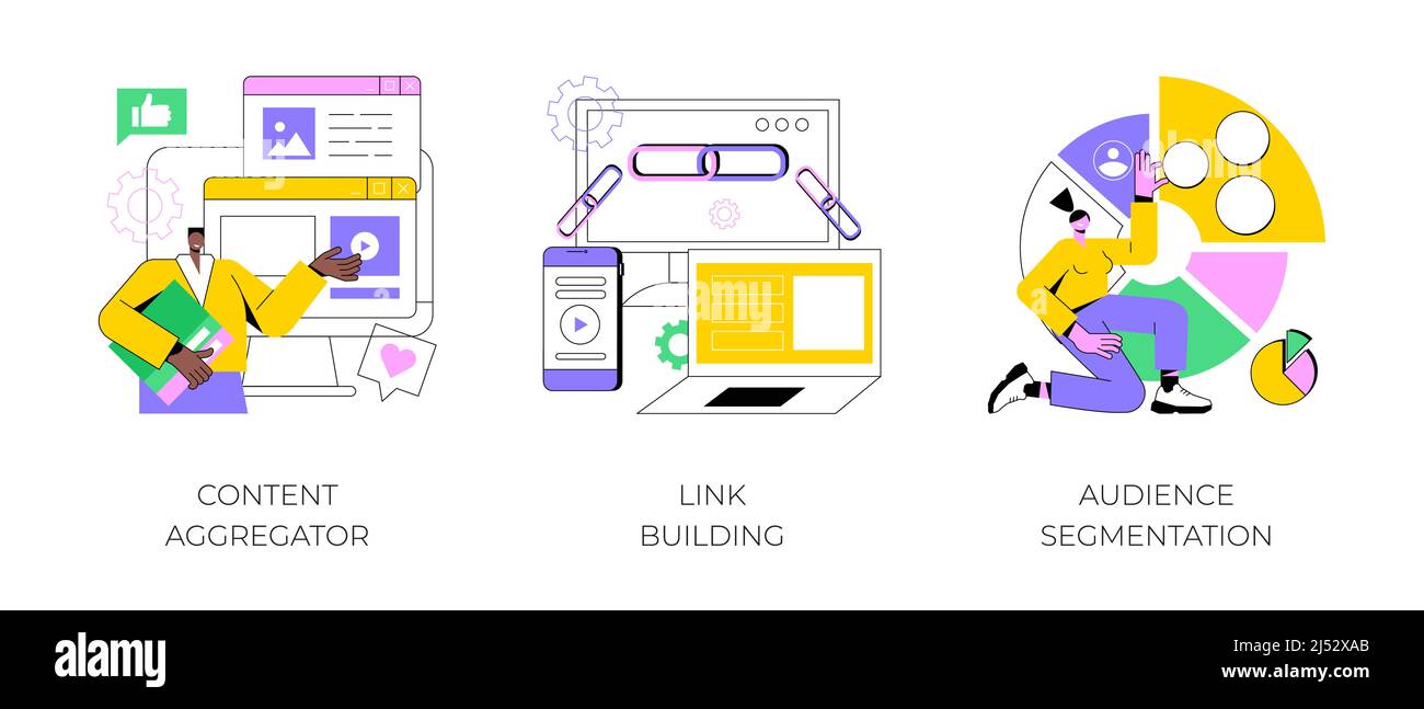 Content marketing abstract concept vector illustration set. Content ...