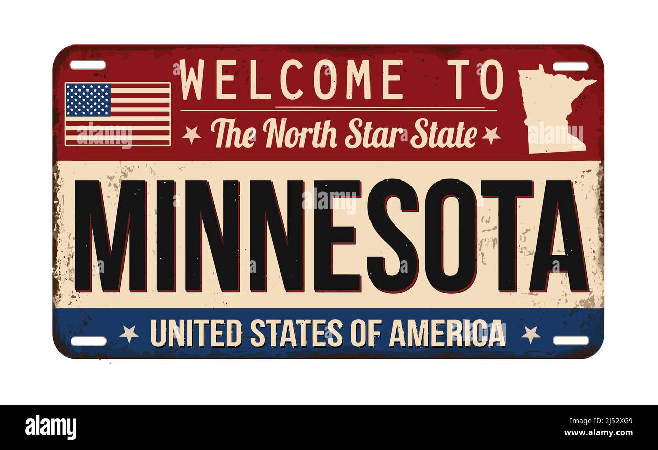 Welcome to Minnesota vintage rusty license plate on a white background ...