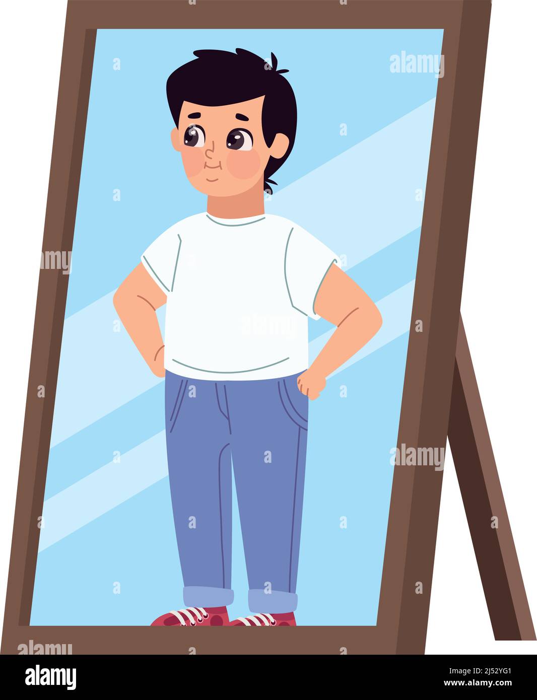 boy looking in mirror Stock Vector Image & Art - Alamy