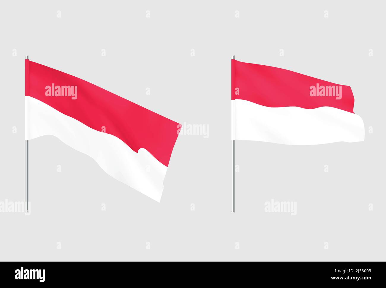 Monaco flags. Set of national realistic Monaco flags. Vector Stock ...