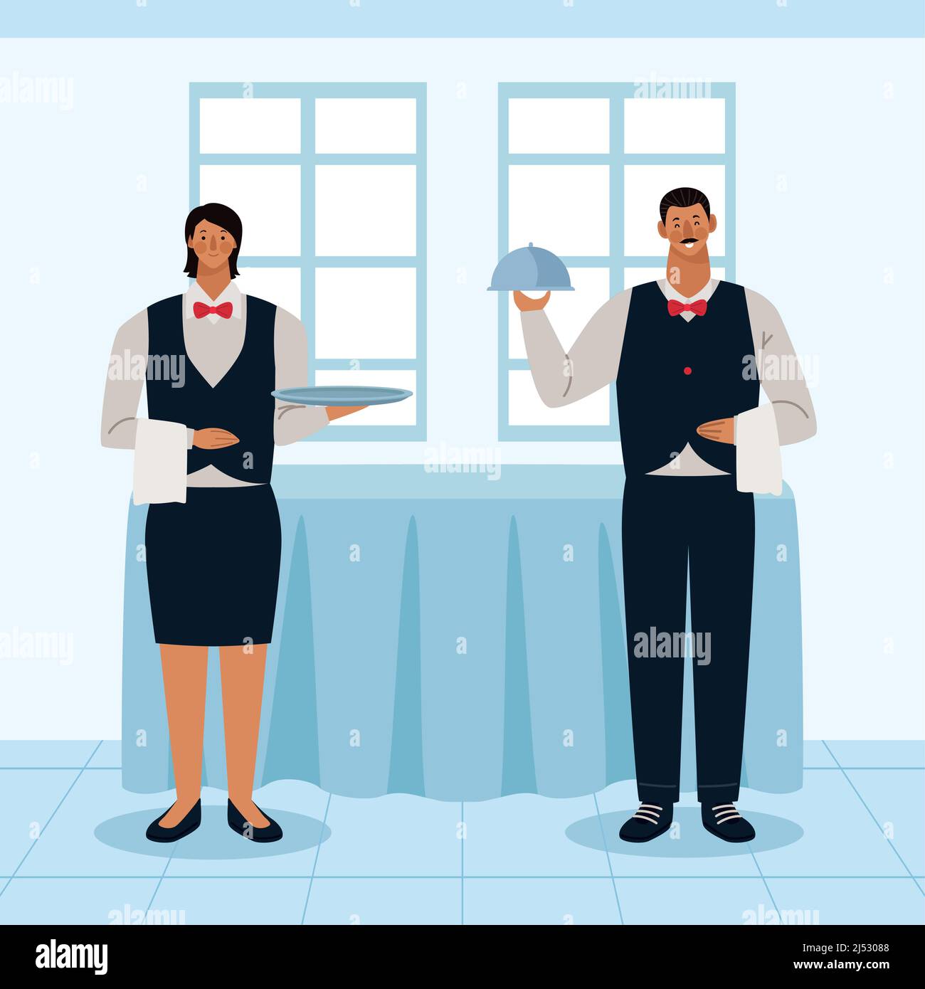 restaurant workers couple Stock Vector Image & Art - Alamy