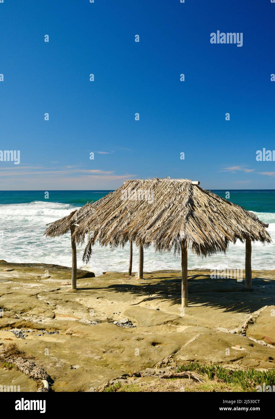 Historic landmark Windansea Surf Shack adjacent to waves and surf along ...