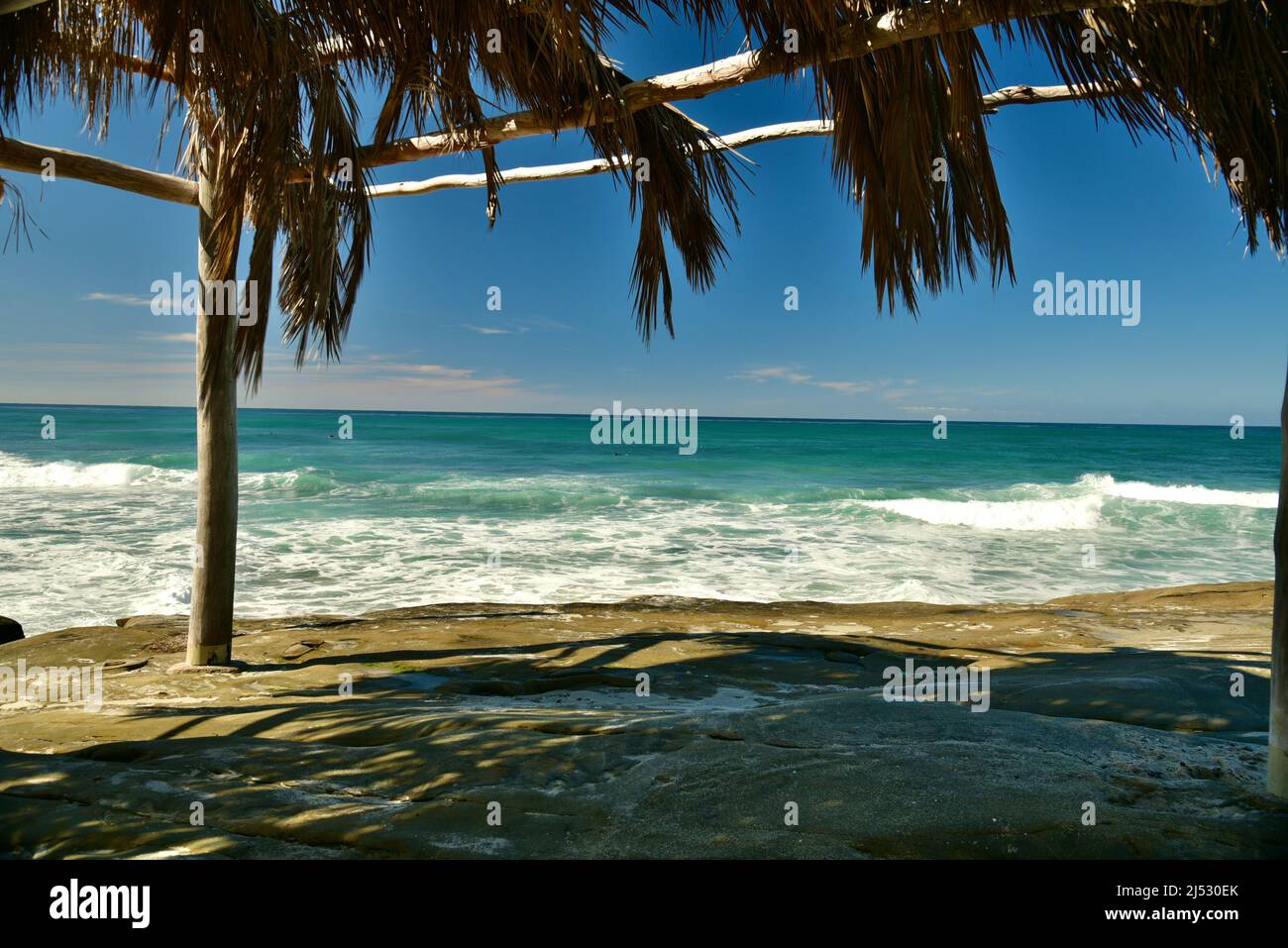Historic landmark Windansea Surf Shack adjacent to waves and surf along ...