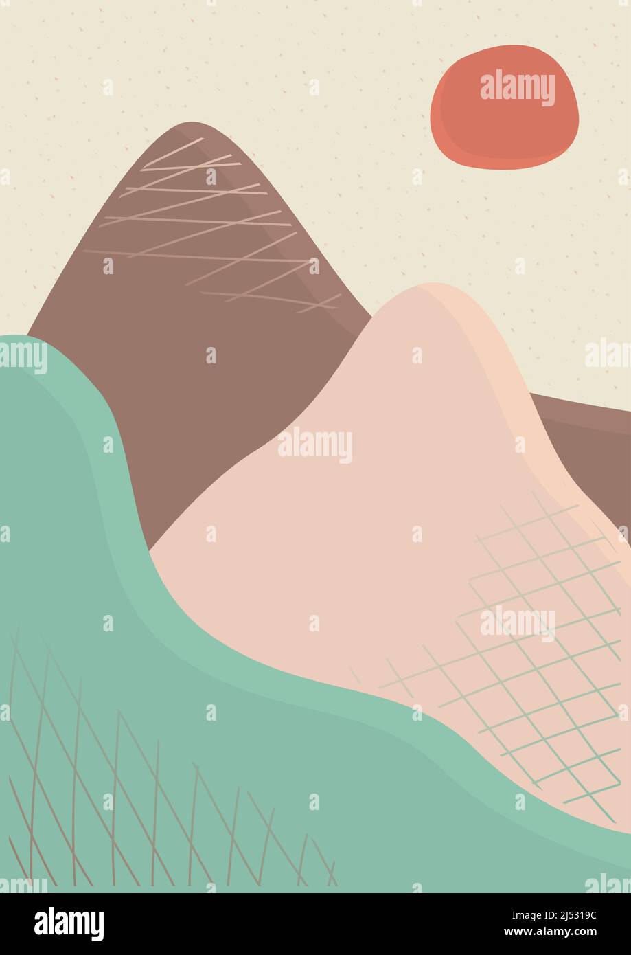 Abstract art background with geometric pattern vector. Art landscape ...