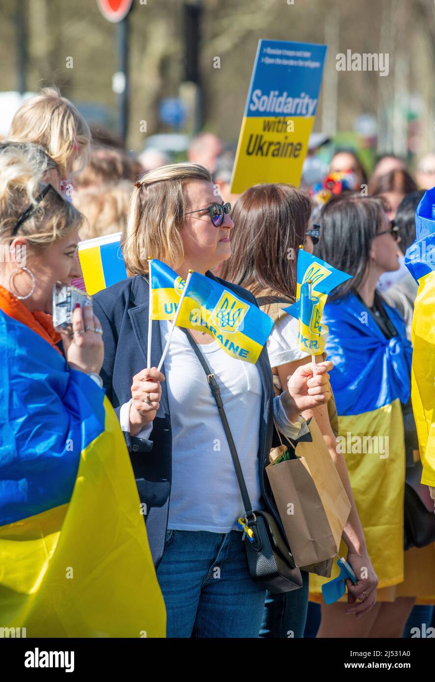 Protesters at the London Stands With Ukraine demonstration rally ...