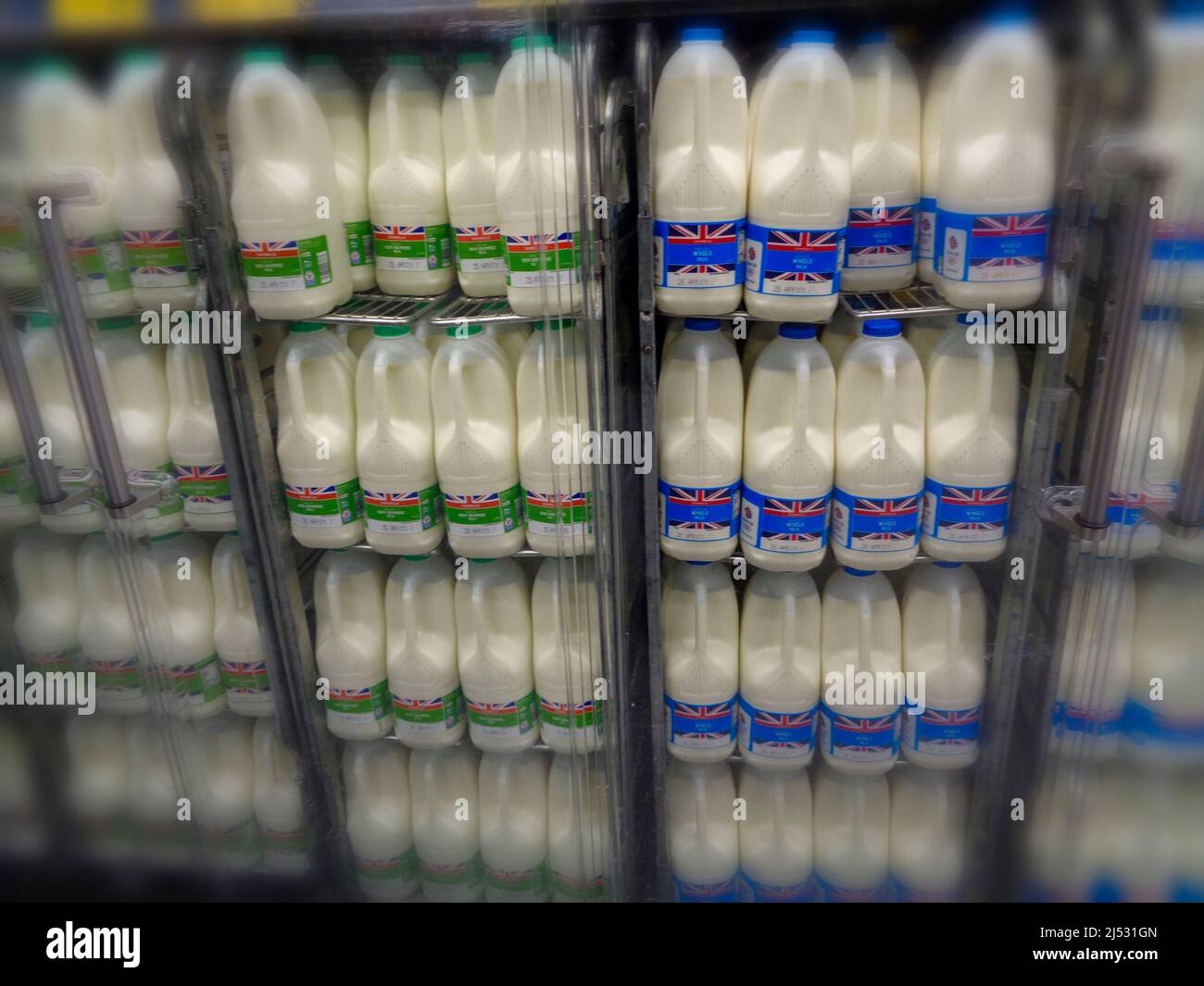 Milk on sale in a supermarket Stock Photo - Alamy