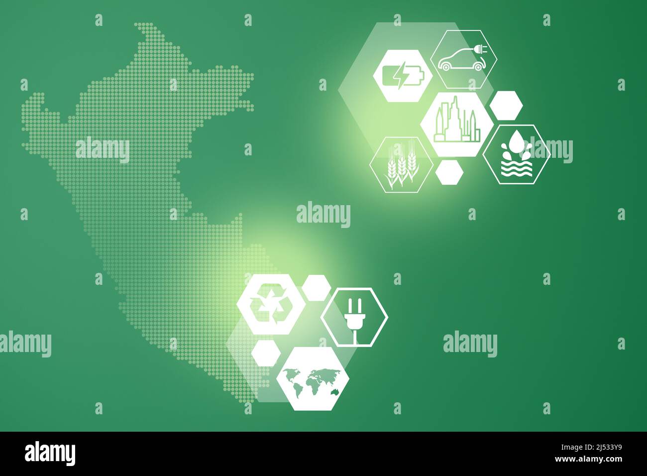 Energy innovation with future industry of power generation icons ...