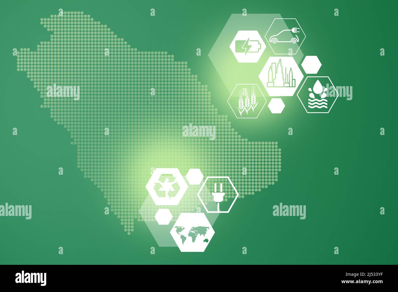 Energy innovation with future industry of power generation icons ...