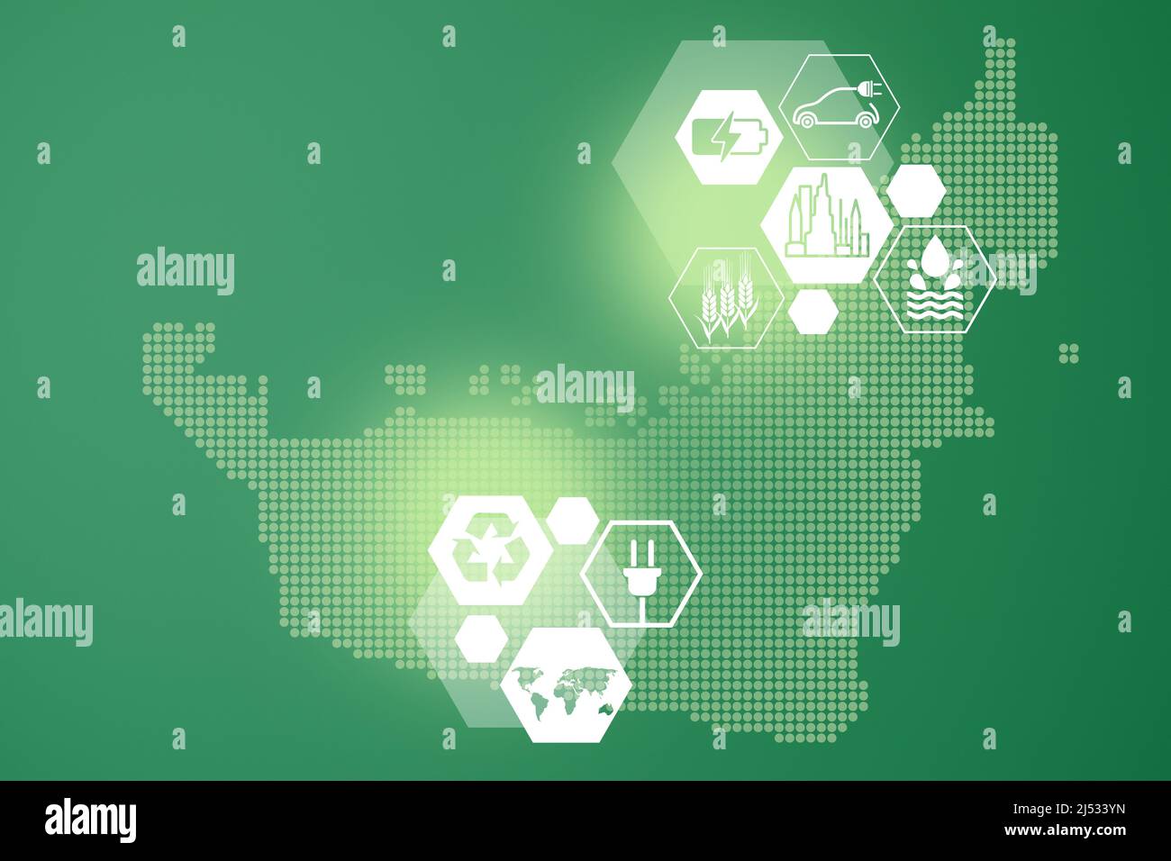 Energy innovation with future industry of power generation icons ...