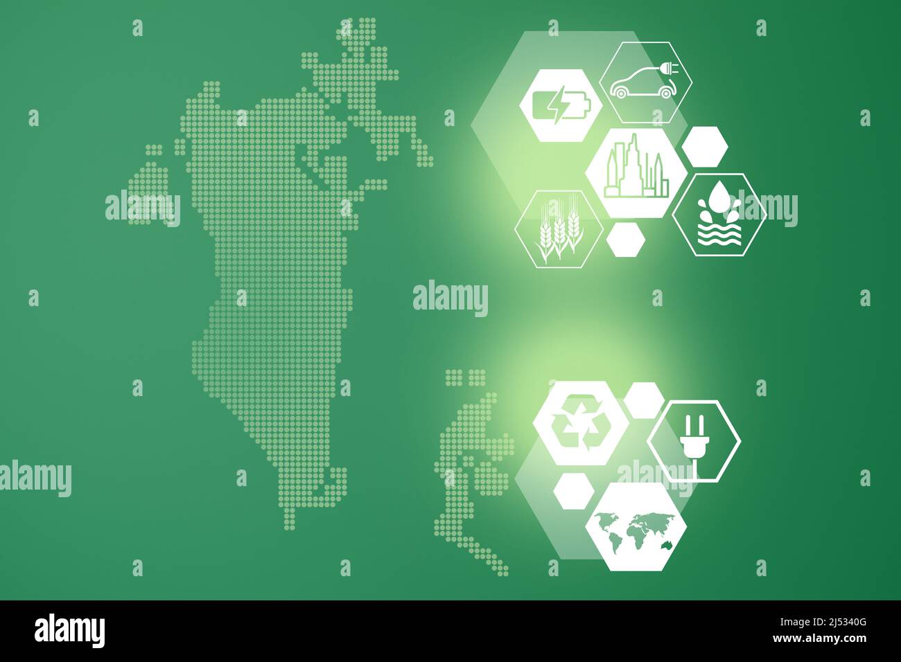 Energy innovation with future industry of power generation icons ...