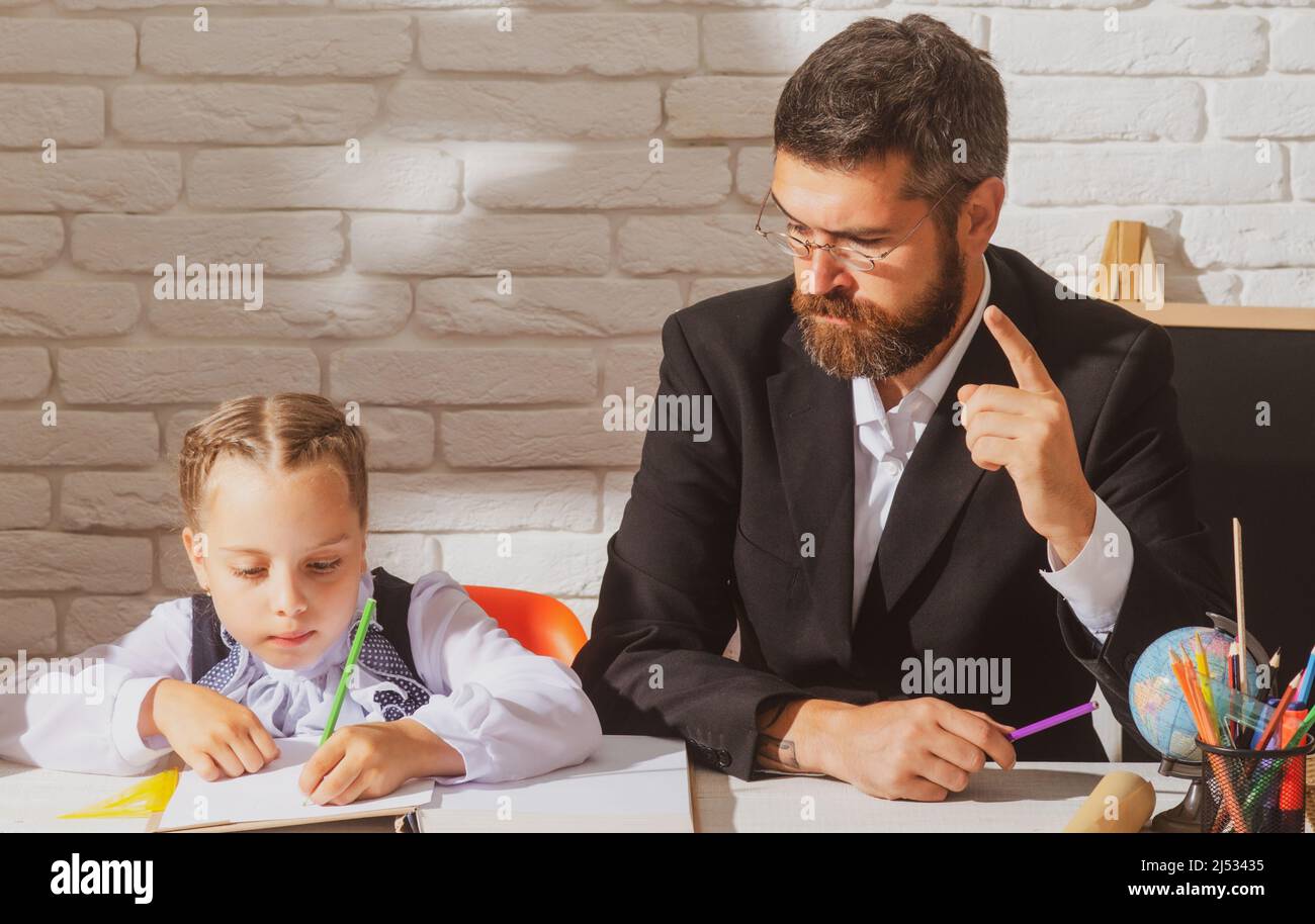 Kids education, elementary school and learning concept. Concentrated ...