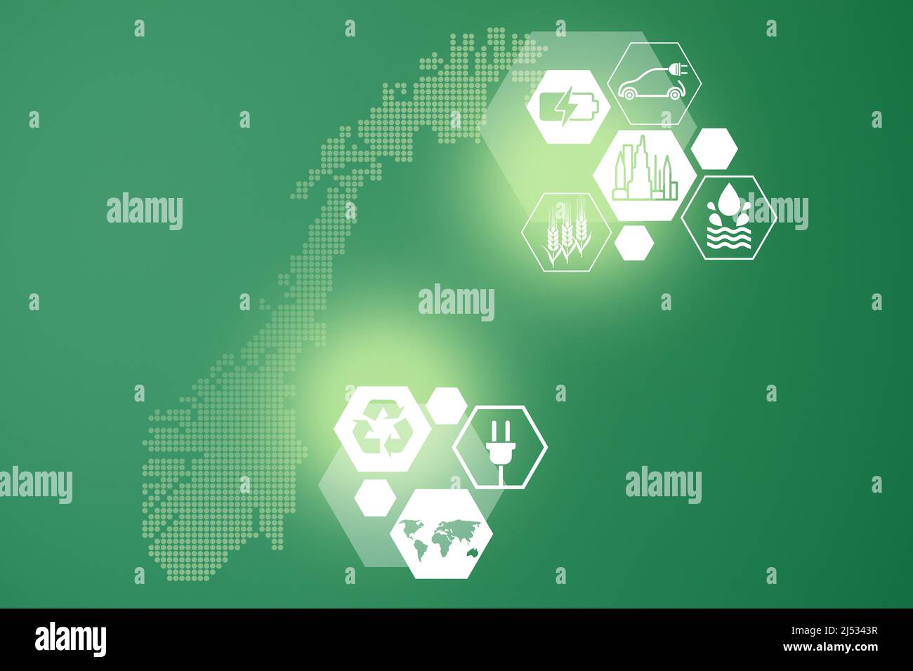 Energy innovation with future industry of power generation icons ...