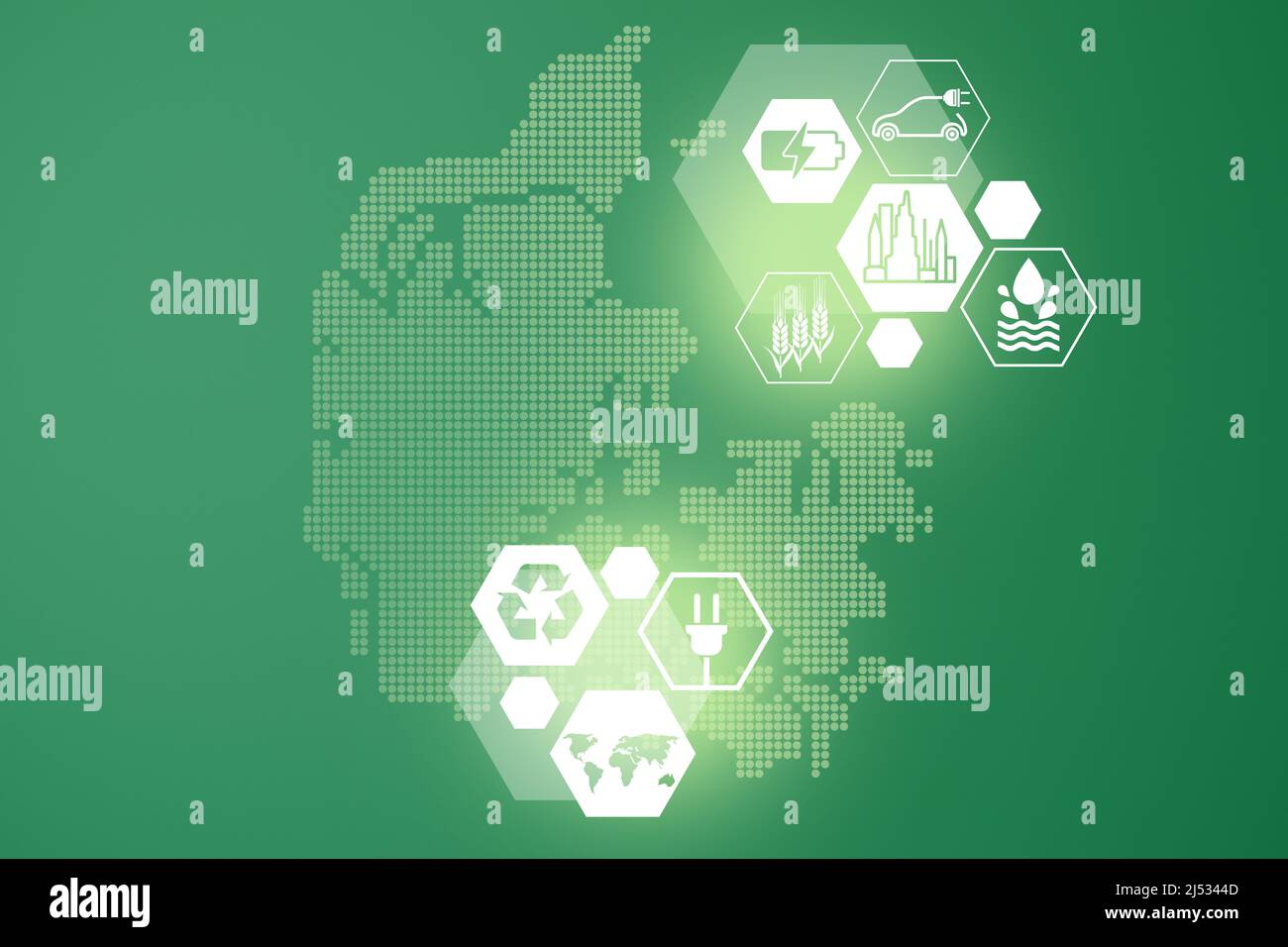Energy innovation with future industry of power generation icons ...