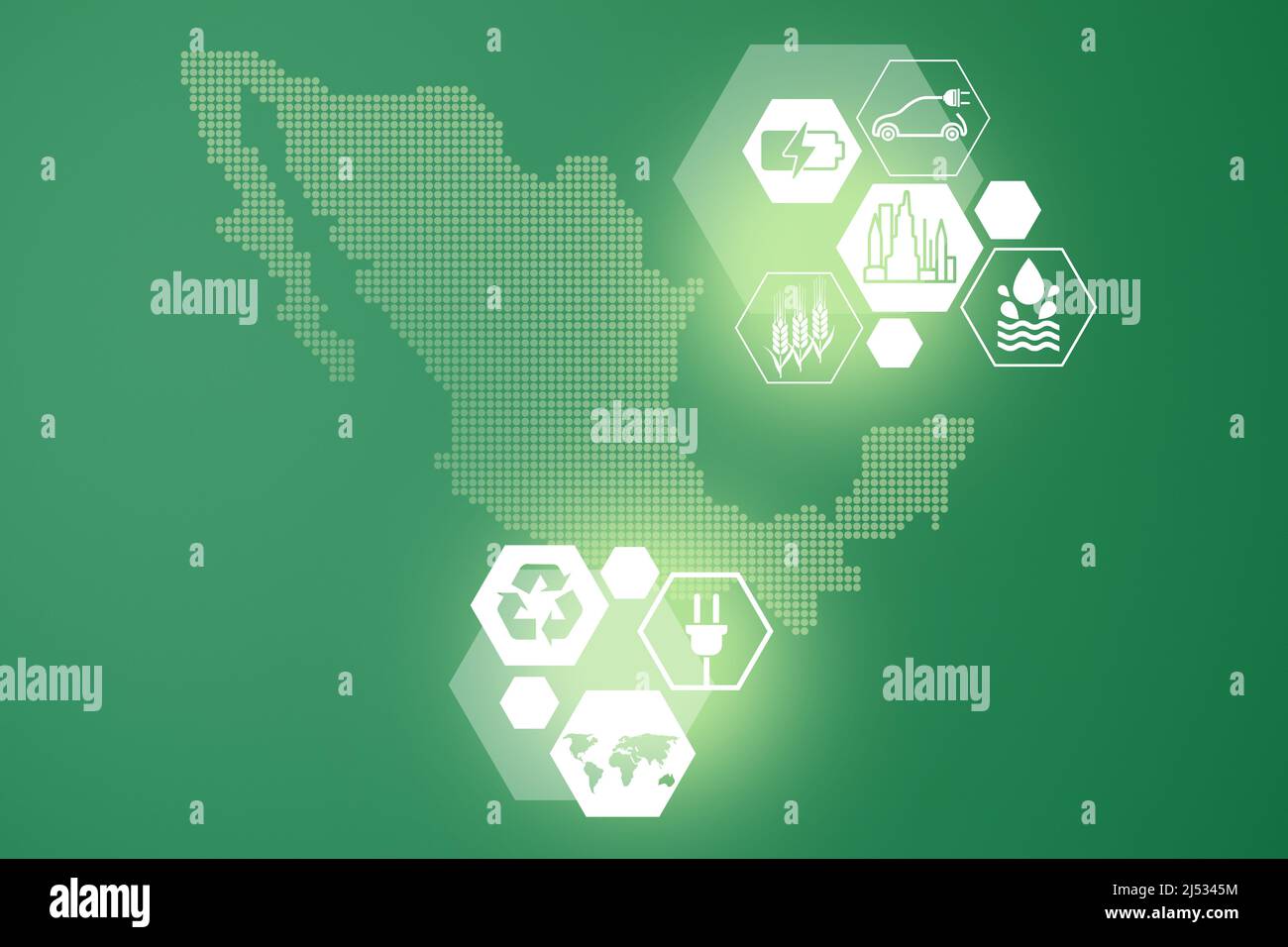 Energy innovation with future industry of power generation icons ...