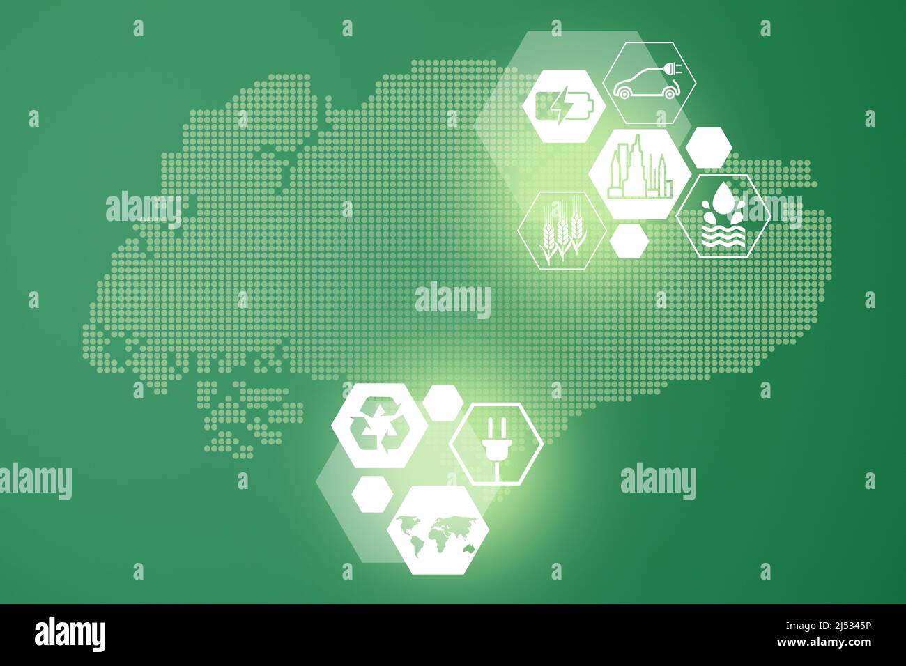 Energy innovation with future industry of power generation icons ...