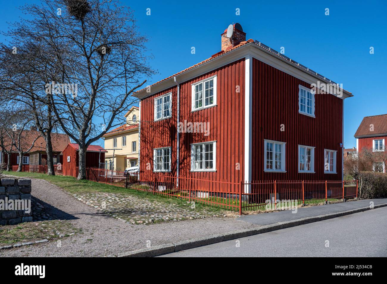 Vintage residential buildings in the Red Town at the Marielund district ...