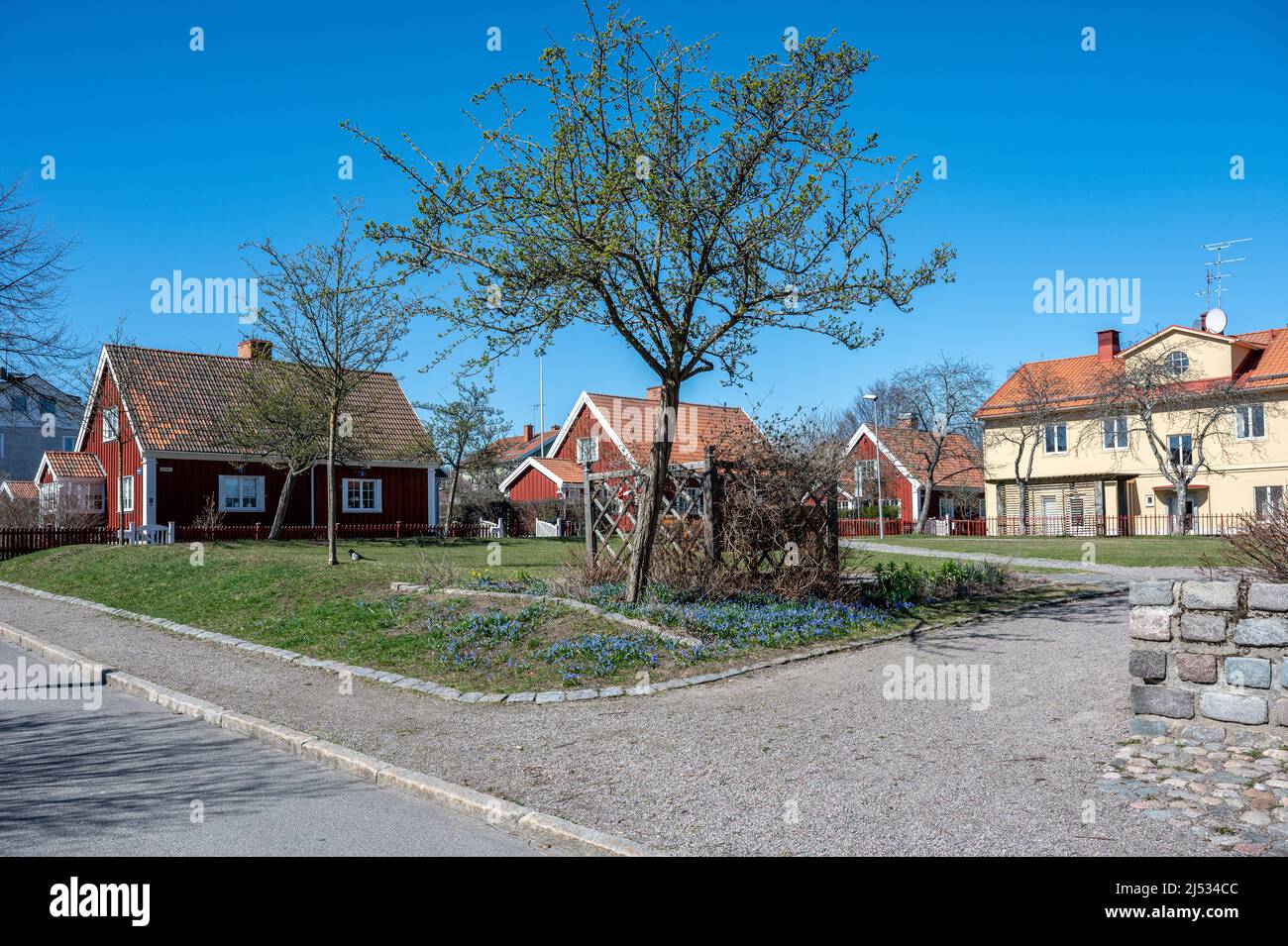 Vintage residential buildings in the Red Town at the Marielund district ...