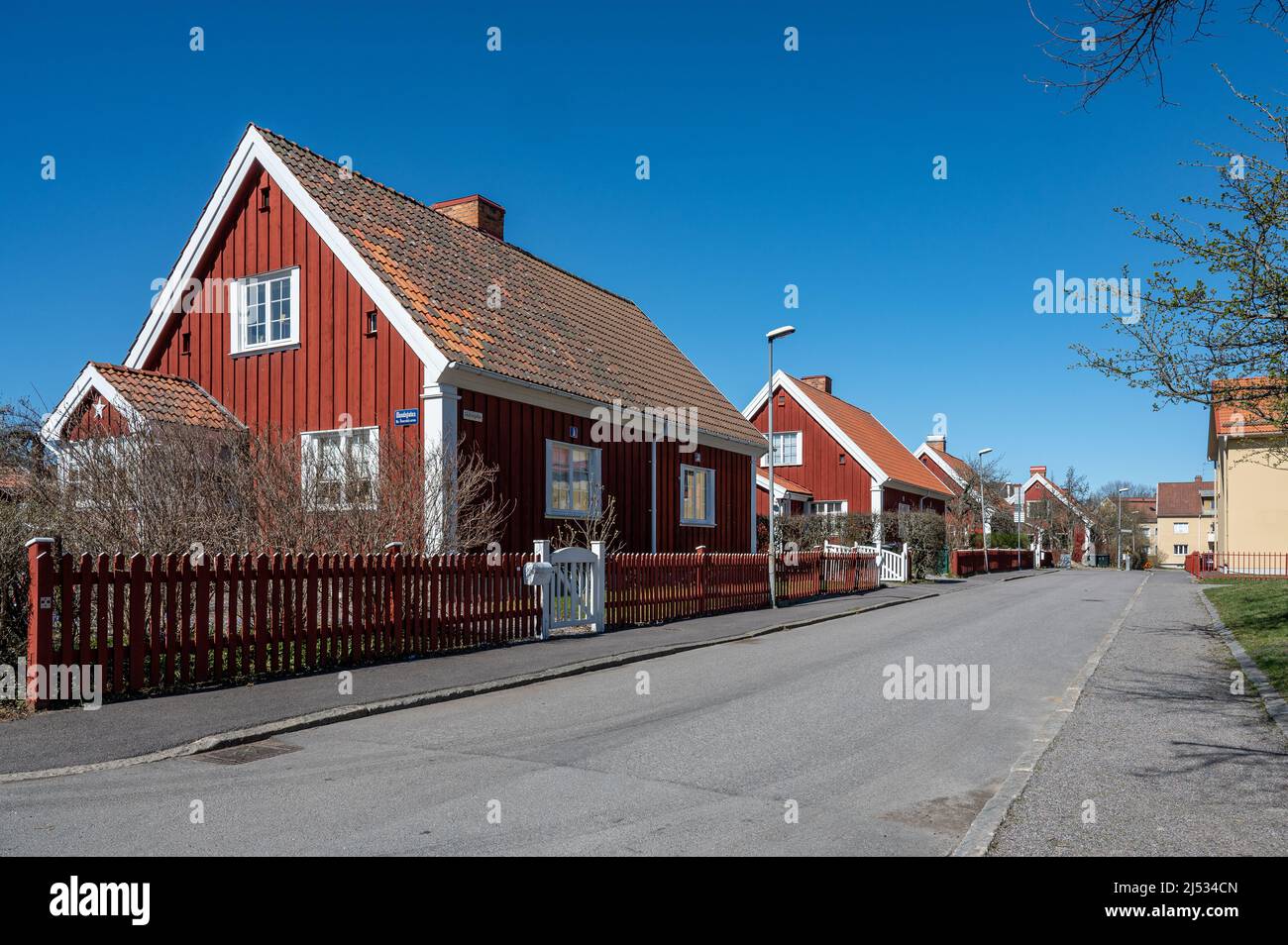 Vintage residential buildings in the Red Town at the Marielund district ...