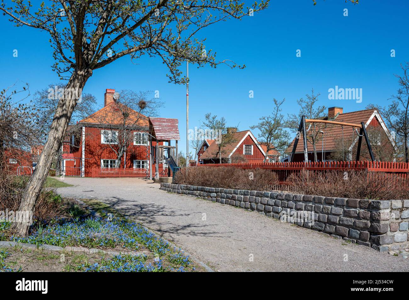 Vintage residential buildings in the Red Town at the Marielund district ...