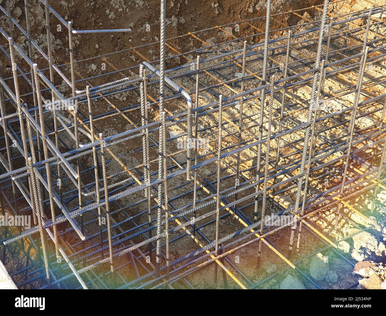 Construction workers fabricating steel reinforcement bar at the ...