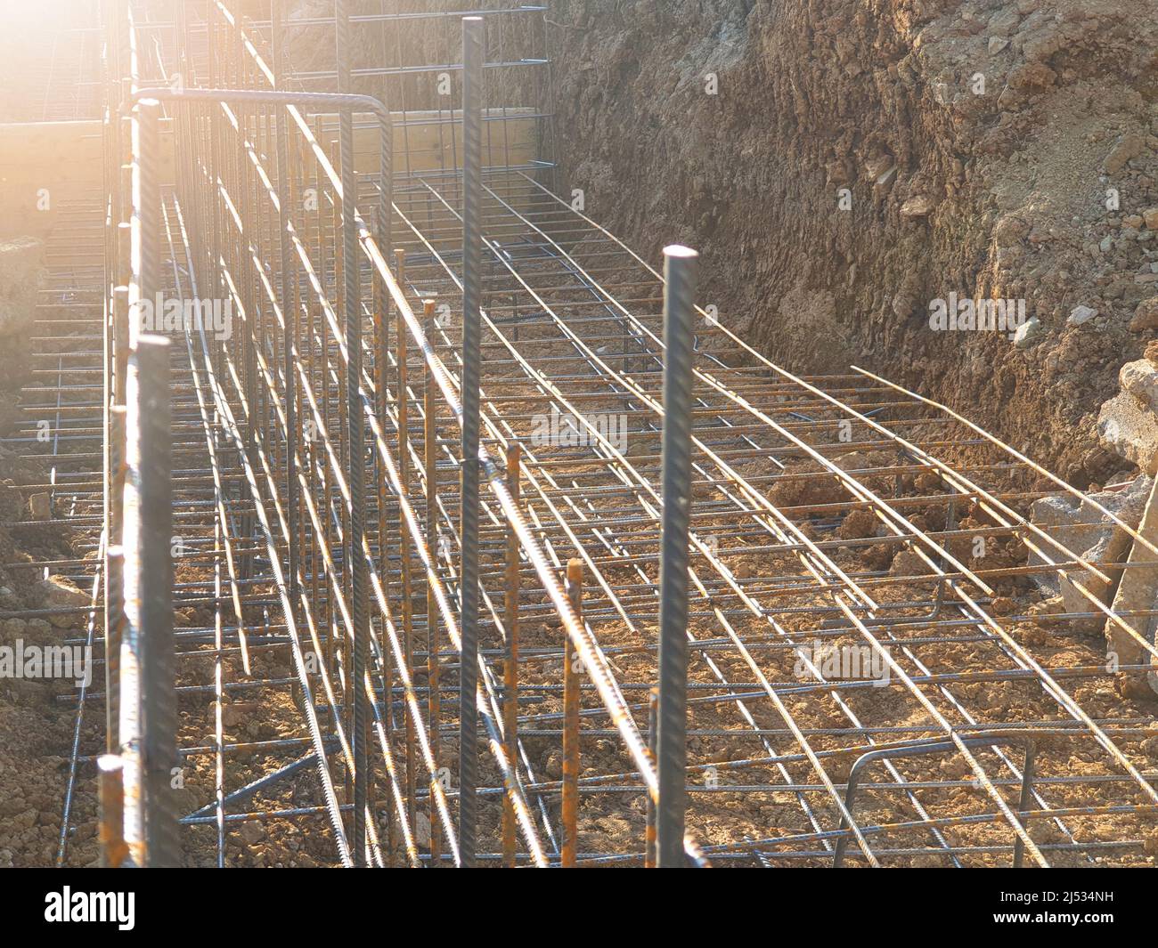 Construction workers fabricating steel reinforcement bar at the ...