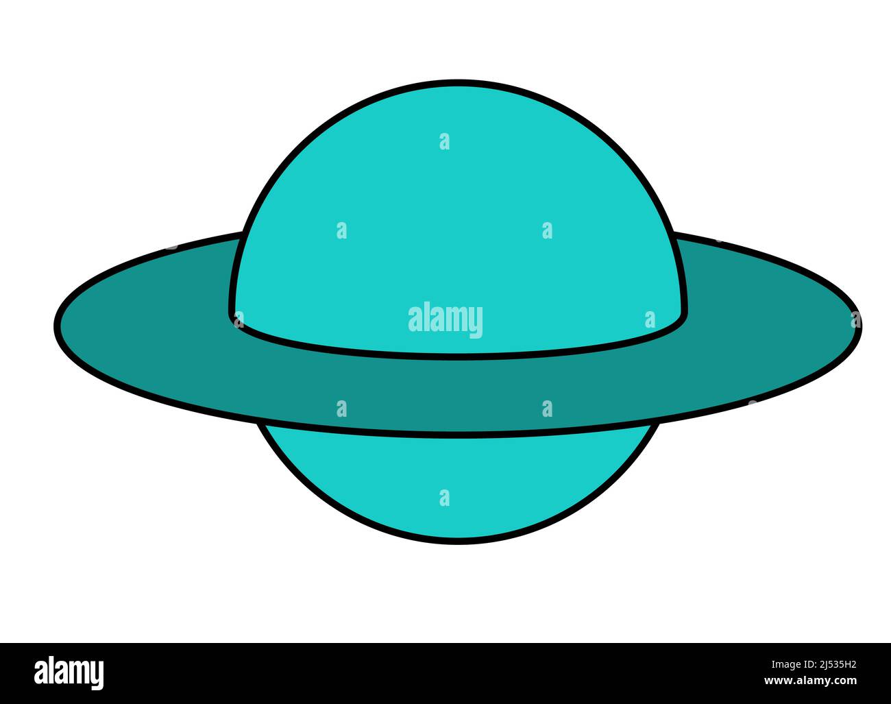 A graphic illustration of a Ringed Planet in Cyan for use as an icon ...